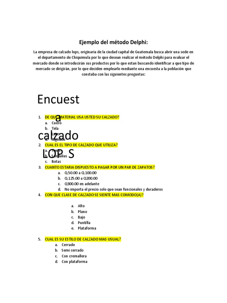 Ejemplo Del Método Delphi | PDF | Calzado | Business