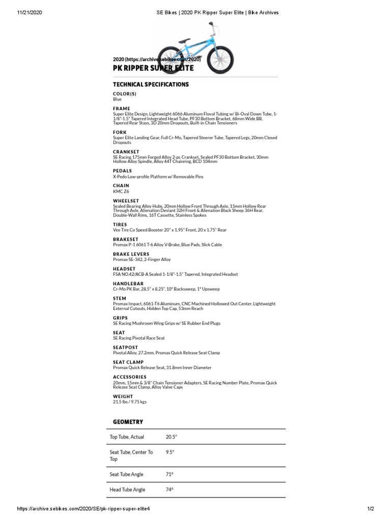 SE Bikes - 2020 PK Ripper Super Elite - Bike Archives | PDF | Human ...