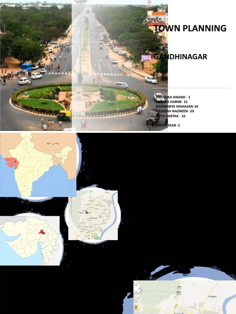 Gandhinagar Town Planning Overview | PDF | Gujarat | Urban Planning