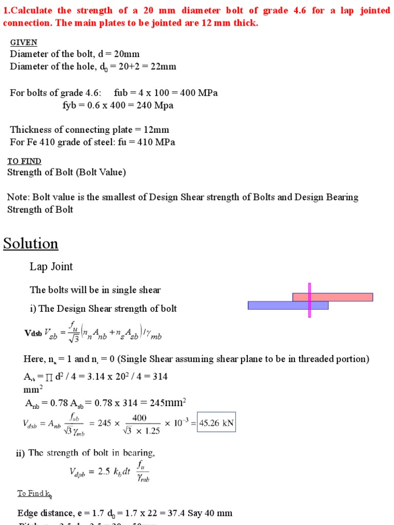 Calculation of Strength of Various Bolted Joint Configurations | PDF ...