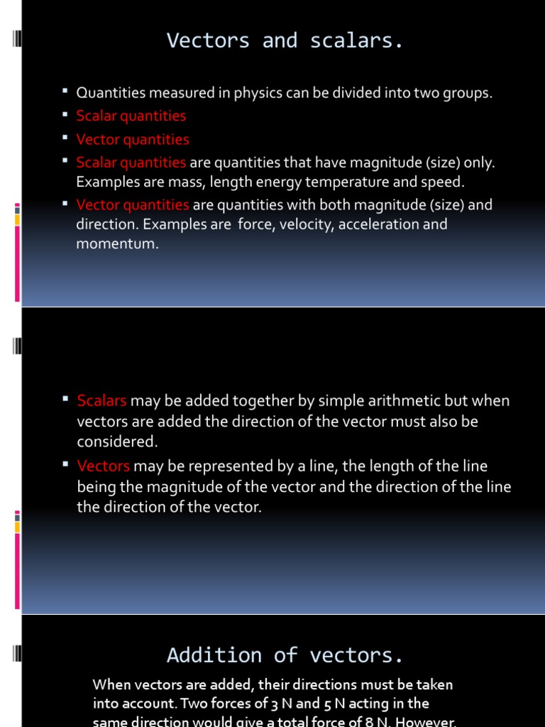 Understanding Vectors, Scalars, and Motion in One and Two Dimensions ...