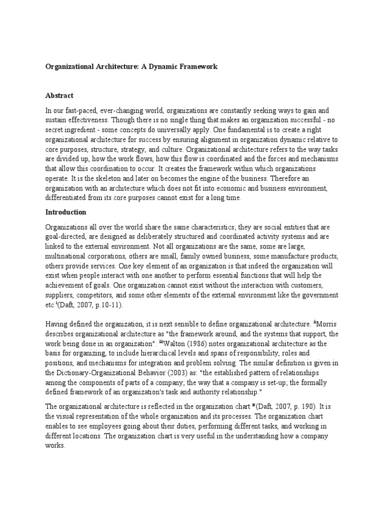 Organizational Architecture: A Dynamic Framework | PDF | Organizational ...