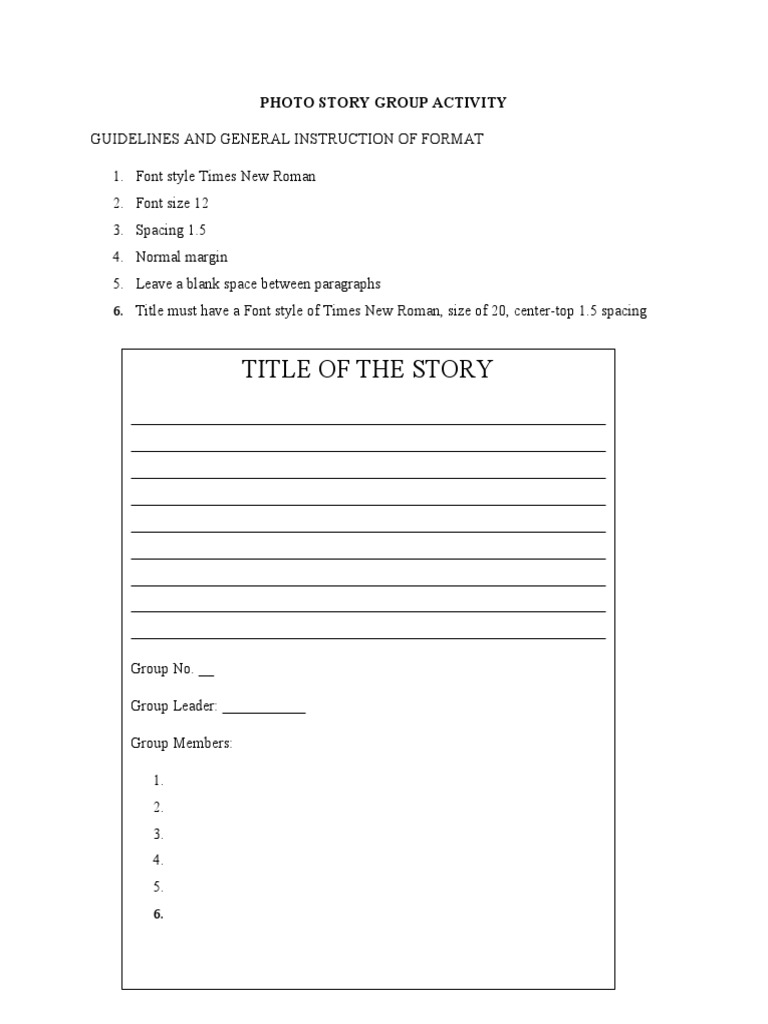 Photo Story Group Activity | PDF