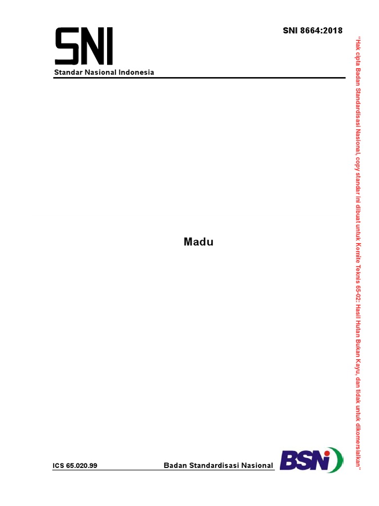SNI 8664-2018 Madu PDF | PDF