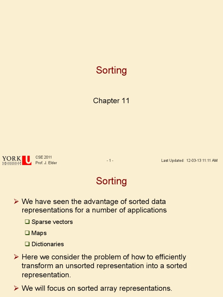 11 Sorting | Download Free PDF | Algorithms And Data Structures | Mathematical Logic