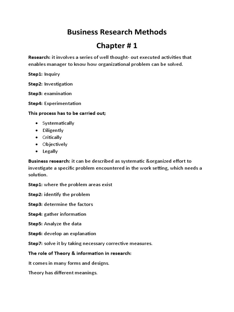 Business Research Methods Chapter # 1 | PDF | Focus Group | Survey Methodology