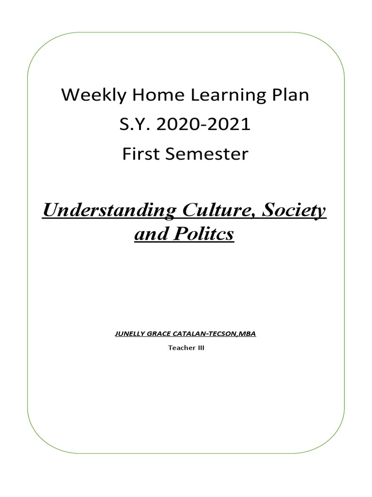 WHLP Cover Page (UCSP) | PDF | Social Science | Wellness
