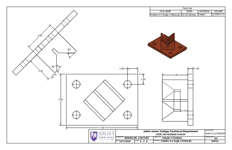 Problem 9-4 Angle V-Block | PDF