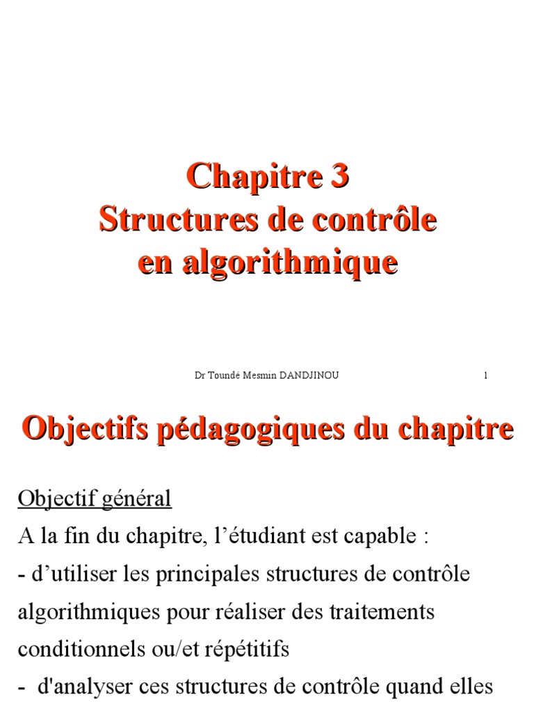 Chap3 Structures de Controle Algo Et SDD | PDF | Structure de contrôle ...
