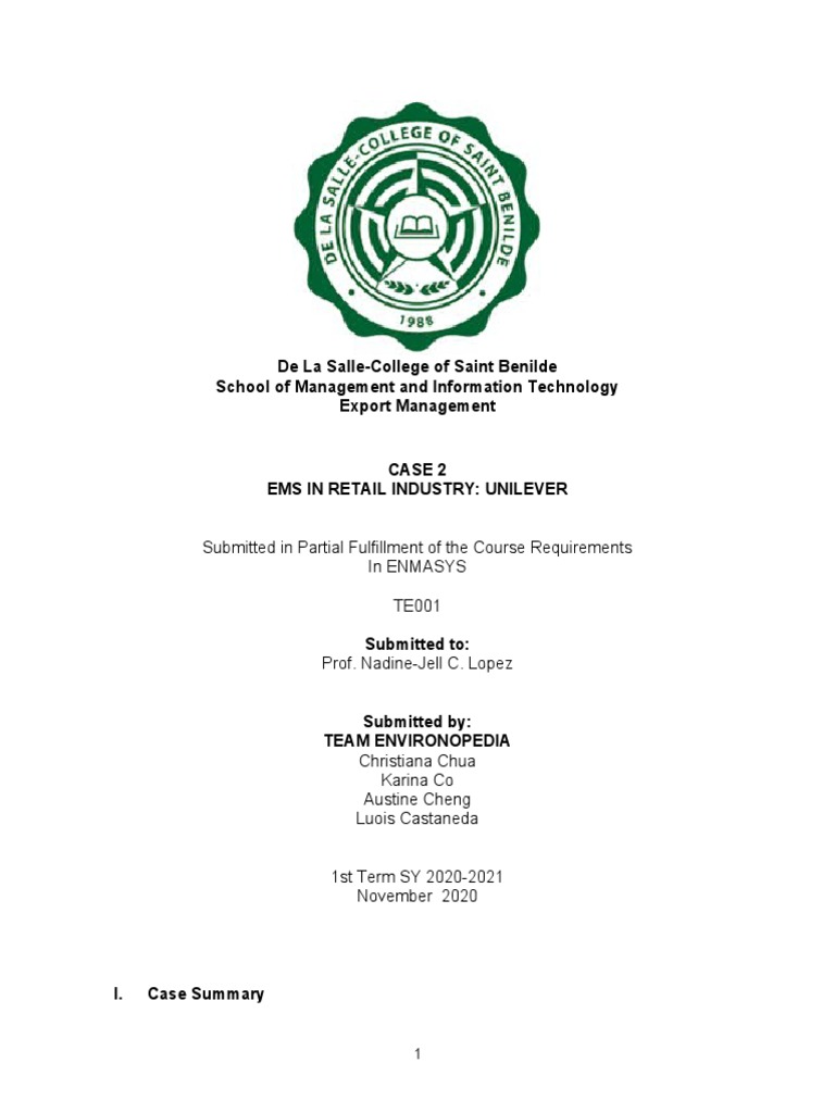 ENMASYS Case Paper (Unilever) | PDF | Unilever | Corporate Social ...