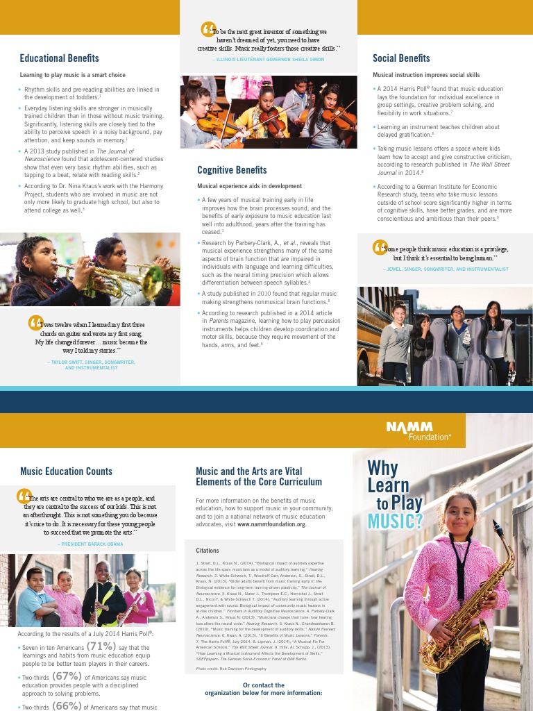 Music Advocacy Brochure | PDF | Music Education | Neuropsychological ...