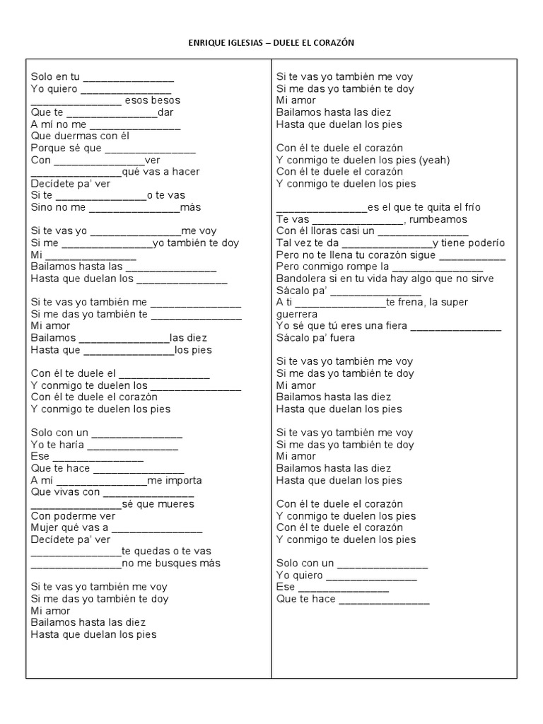 Enrique Iglesias Duele El Corazon | PDF