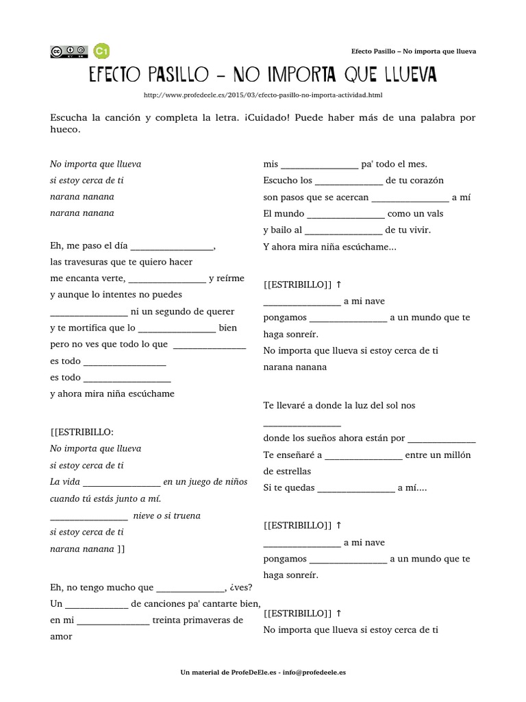 Efecto Pasillo - No Importa Que Llueva PDF | PDF