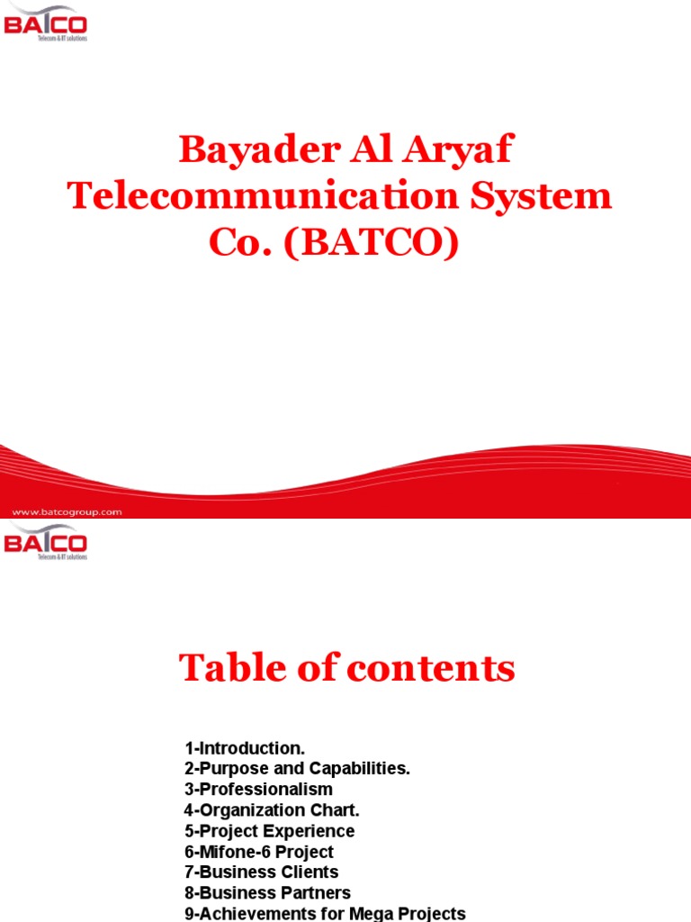 BATCO - Presentation | PDF | Telecommunication | Saudi Arabia