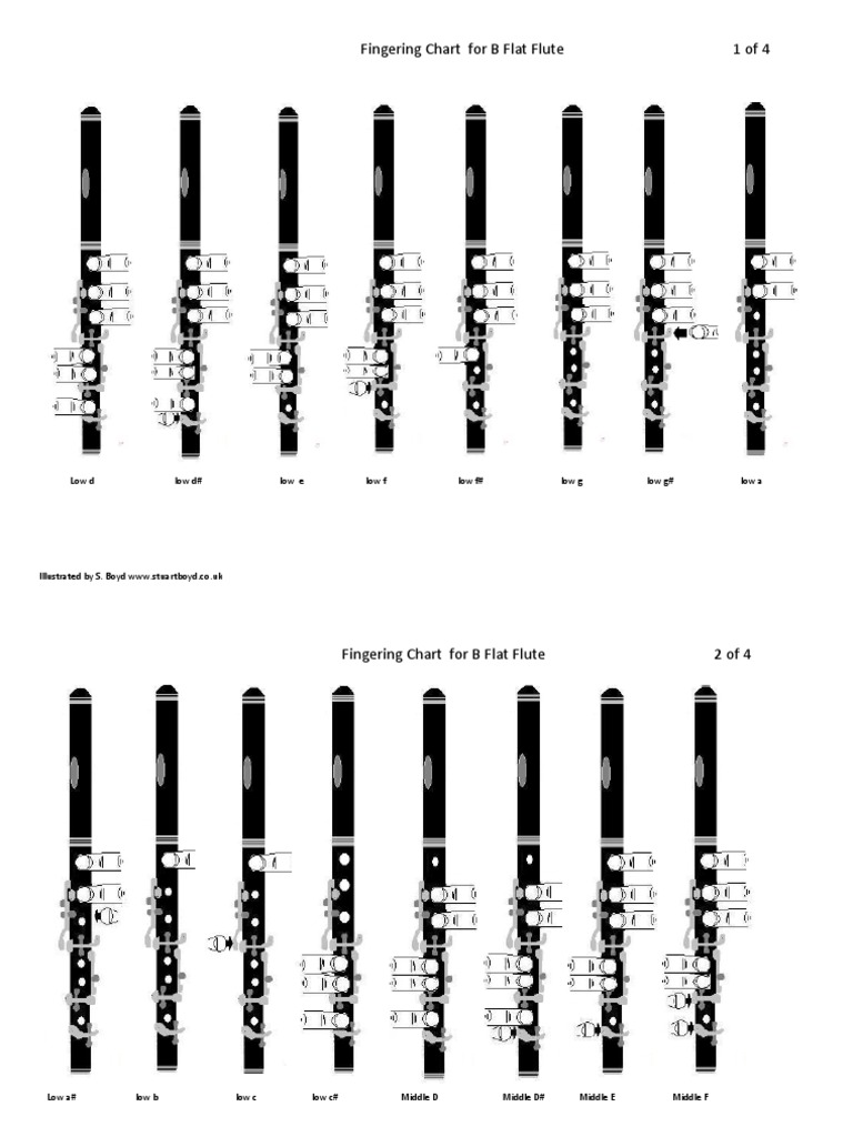 Fingering Chart For B Flat Flute PDF | PDF