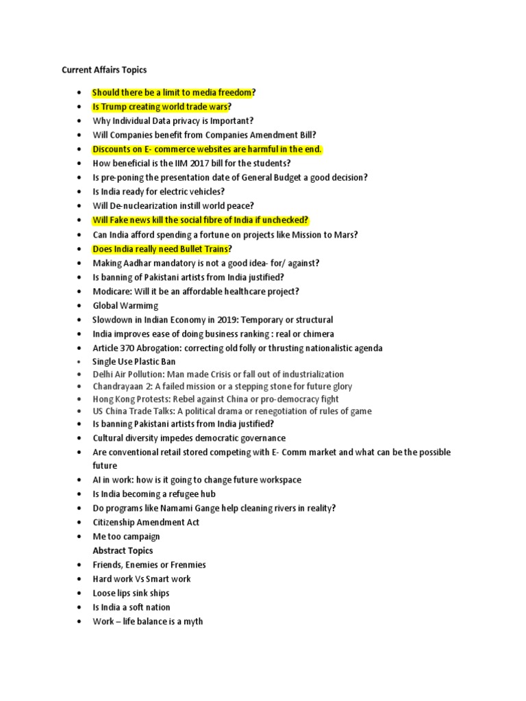 Current GD Topics for Indian Students | PDF | Economy Of India ...