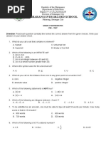 Math 7 Diagnostic Test | PDF | Mean | Median