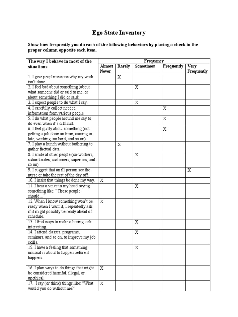 Ego State Inventory | PDF | Psychology | Behavioural Sciences