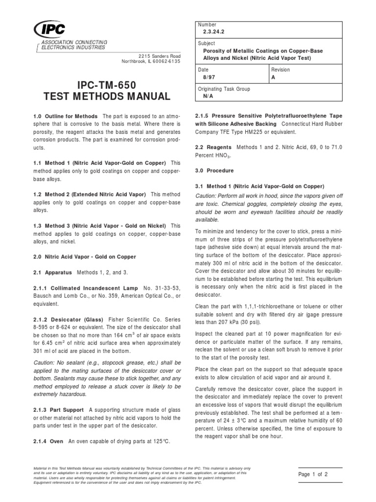 IPC-TM-650 Test Methods Manual: Association Connecting Electronics ...