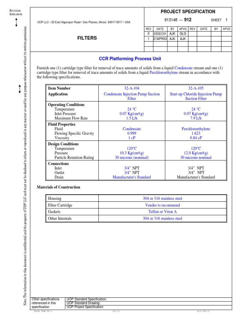 Filters: CCR Platforming Process Unit | PDF | Filtration | Pump
