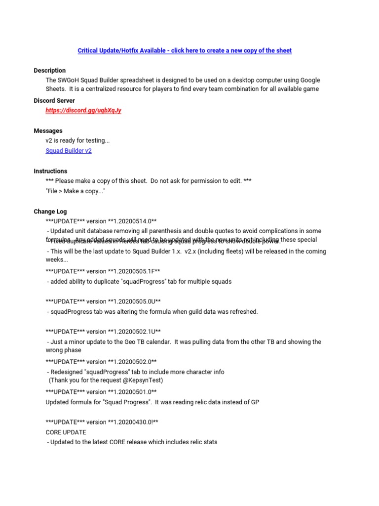 SWGoH Squad Builder | PDF