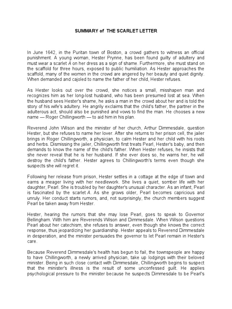The Scarlet Letter Summary | PDF | The Scarlet Letter