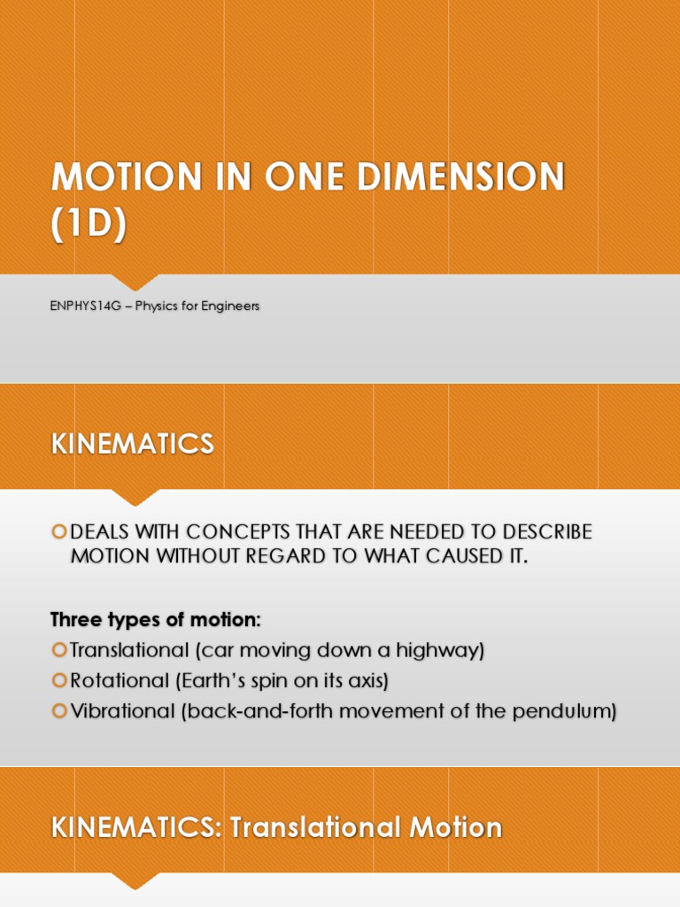 Wk2d2. Motion in One Dimension 1d | PDF | Kinematics | Velocity
