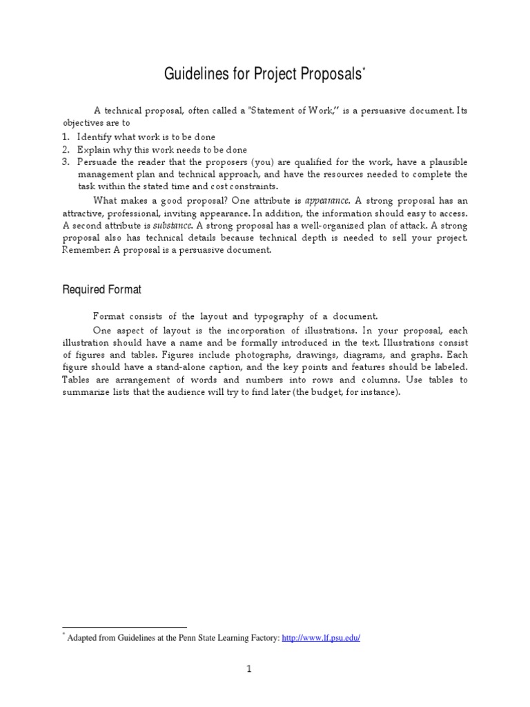 Guidelines For Project Proposals: Required Format | PDF | Page Layout ...