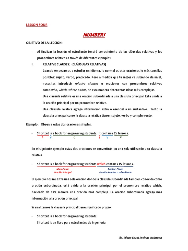 Lesson Four | PDF | Oración (Lingüística) | Semántica