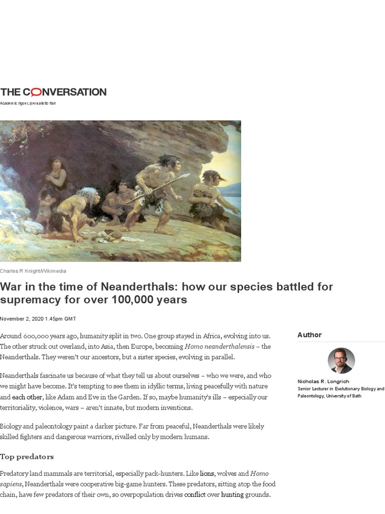 War in The Time of Neanderthals - How Our Species Battled For Supremacy ...