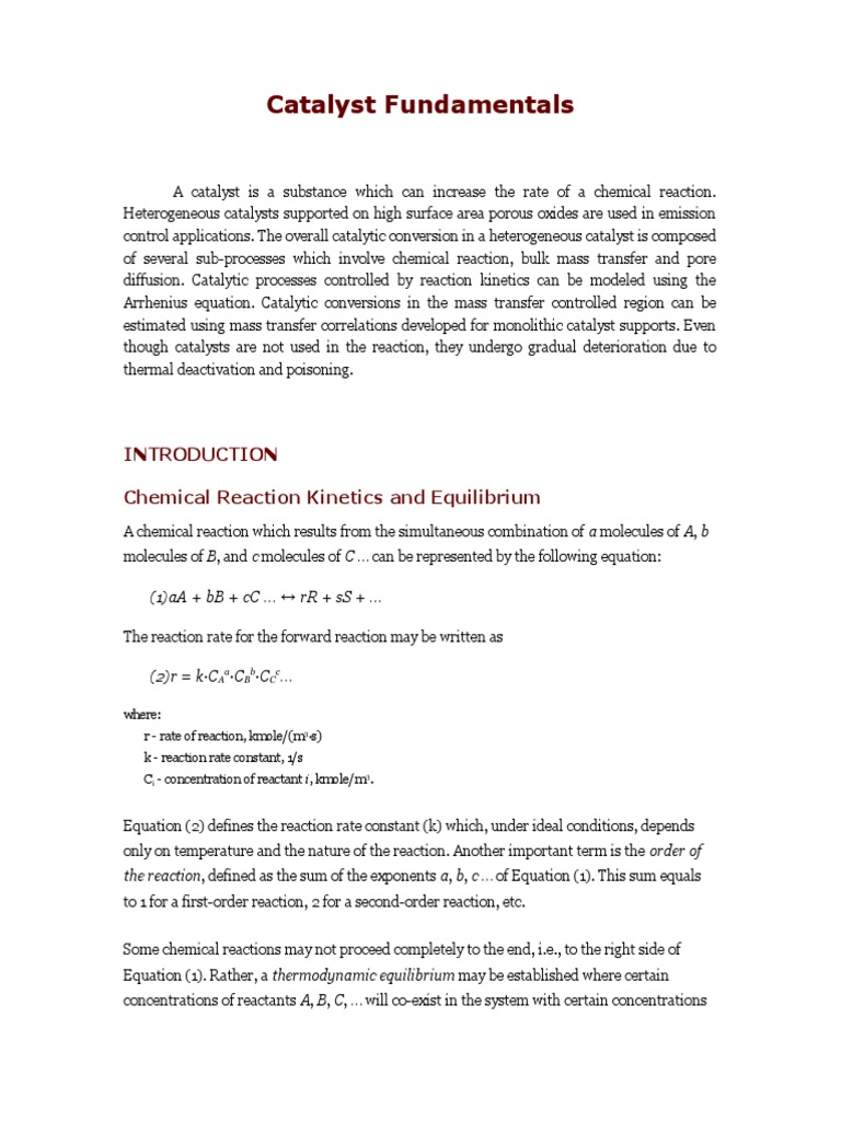 1 Catalyst Fundamentals | PDF | Catalysis | Reaction Rate