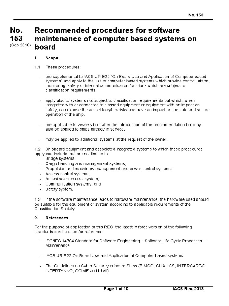 No. 153 (Sept. 2018) - Recommended Procedures For Software Maintenance ...