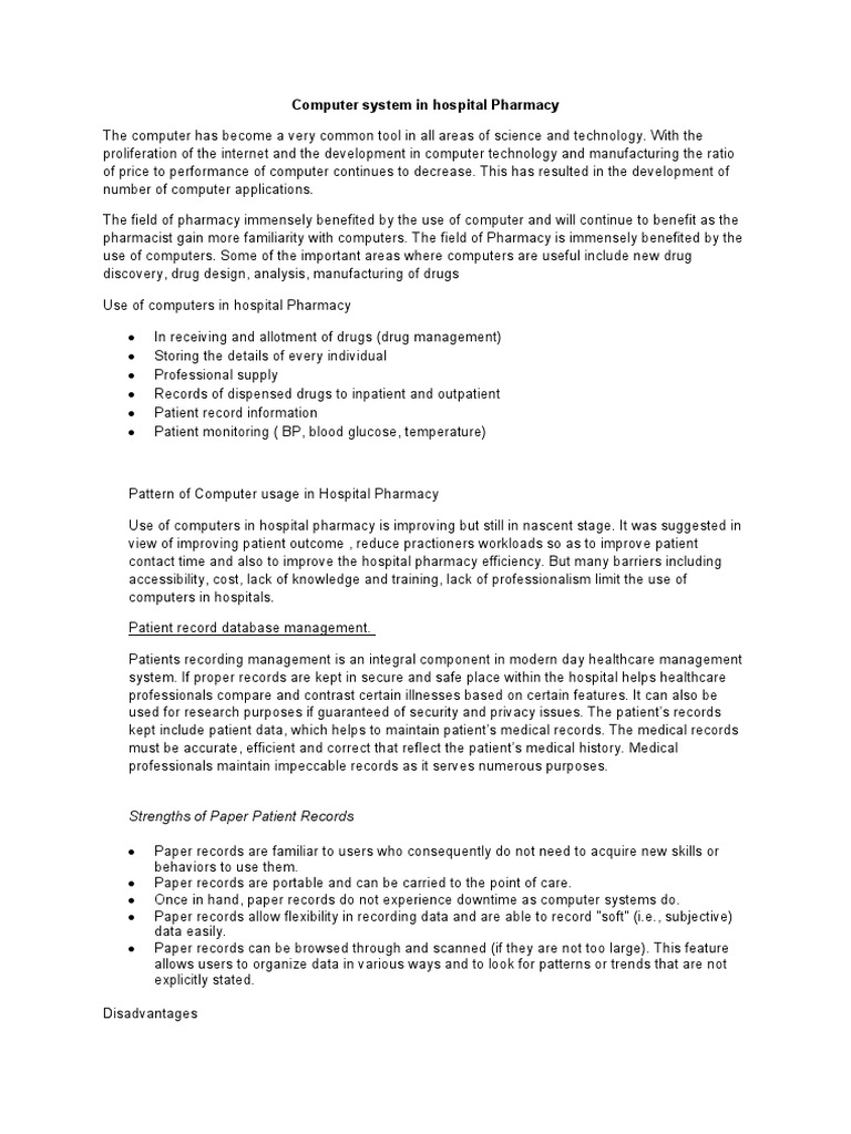 Leveraging Computer Systems to Improve Patient Care, Safety and ...