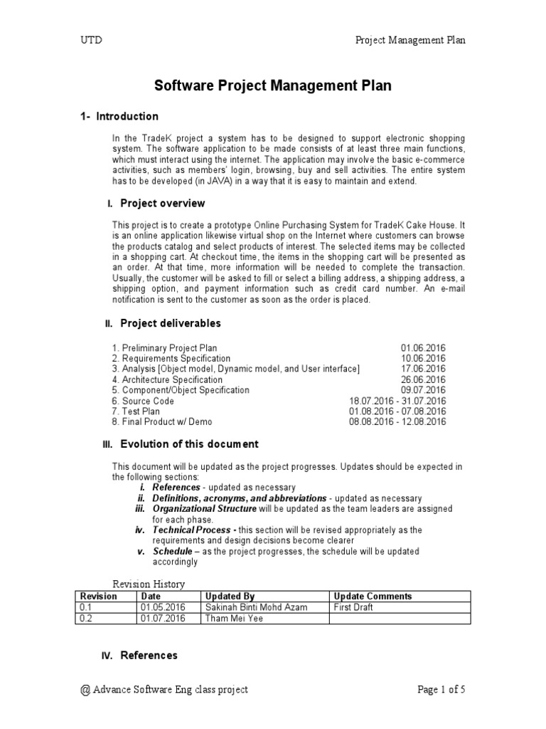 Software Project Management Plan: 1-Introduction | PDF | Project ...