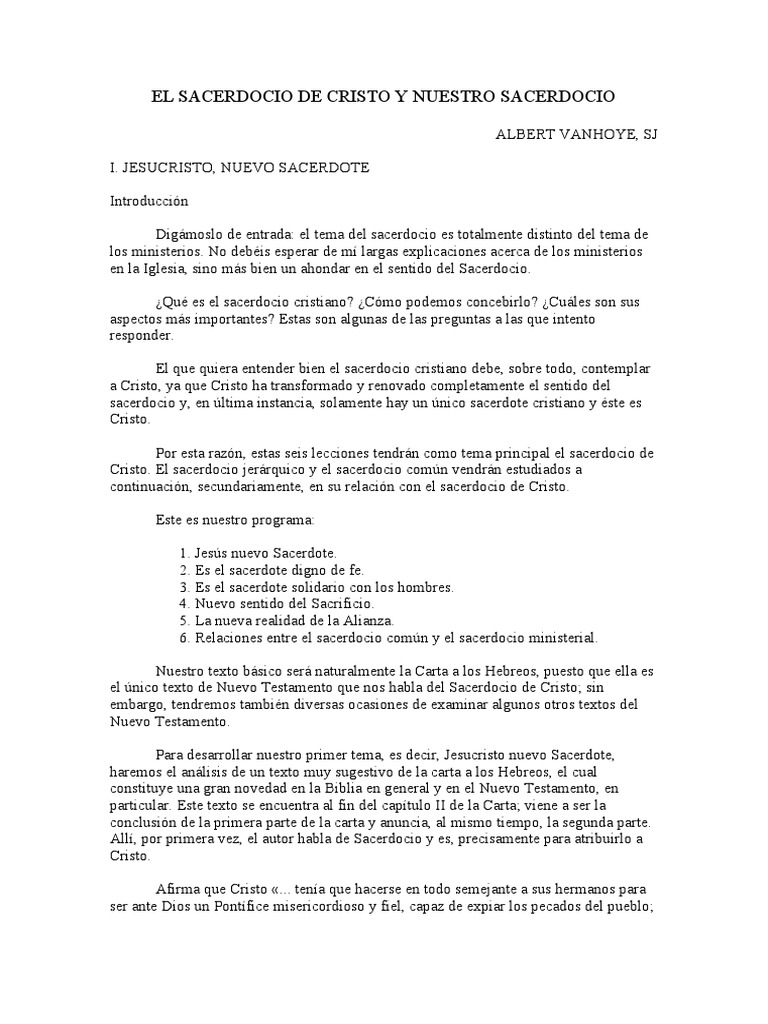 Sacerdocio de Cristo: Significado y Contexto | PDF | Sacerdote | Jesús