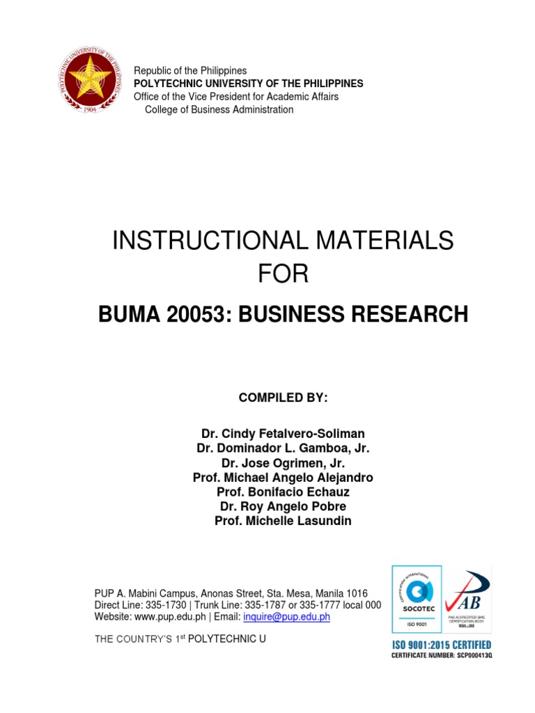 BUMA 20053 BUSINESS RESEARCH Module | PDF | Research Design | Human ...