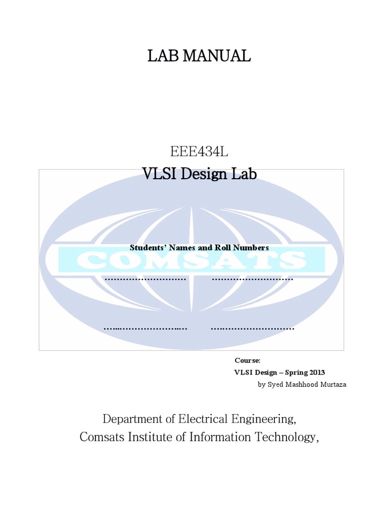 Lab Manual: EEE434L | PDF | Hardware Description Language | Cmos