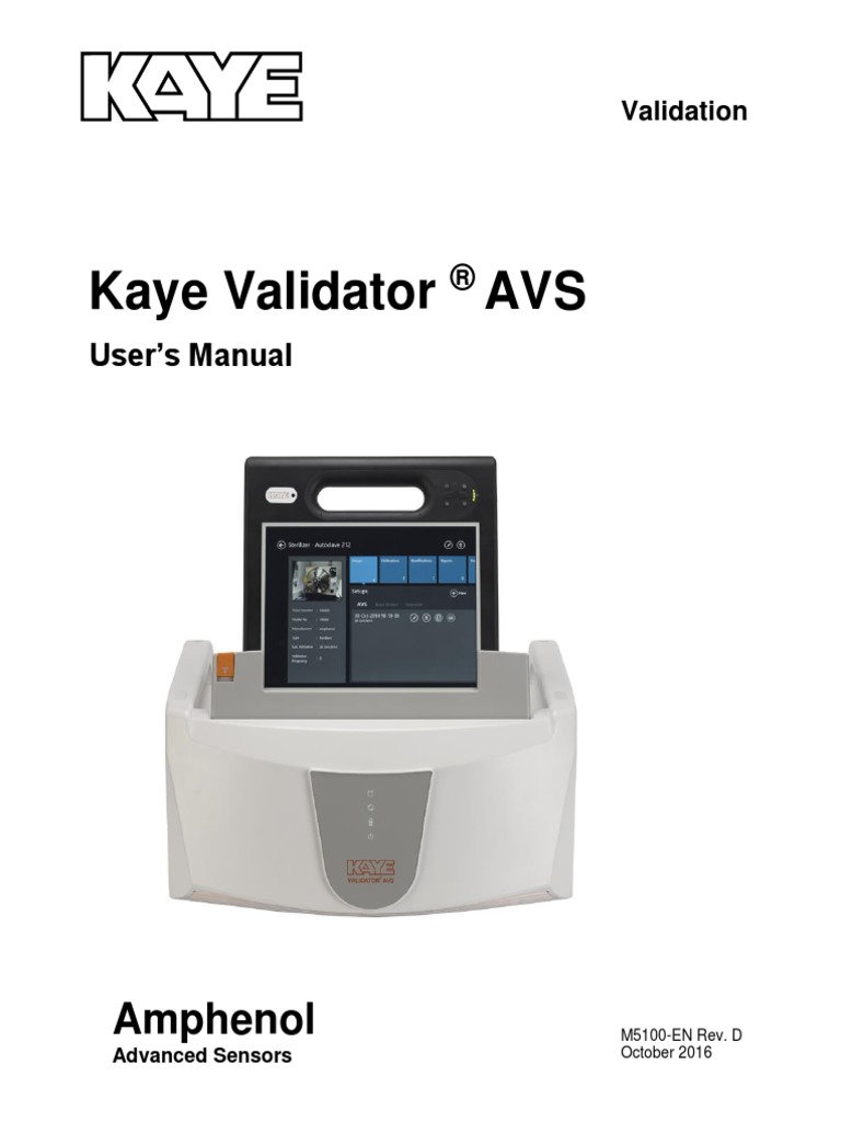 Kaye Validator AVS User Manual | PDF | Verification And Validation | Usb Flash Drive