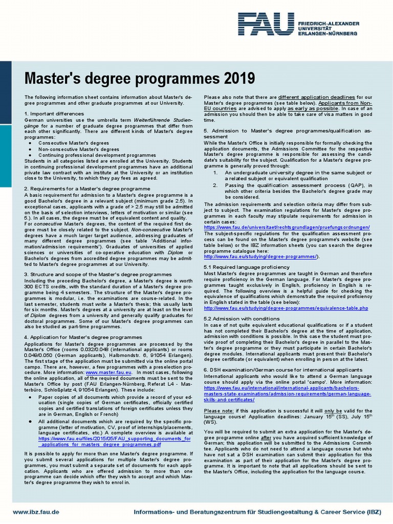 Master's Degree Programmes 2019: TH TH | PDF | Academic Degree | Master ...