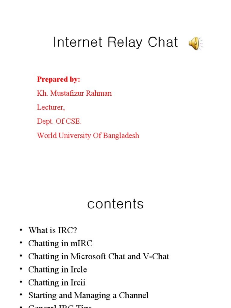 WUB BBA Course Class No 7 8 Introduction To Internet-IRC | PDF | Internet Relay Chat | Online Chat