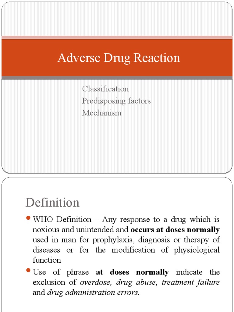 Adverse Drug Reaction Classifications | PDF | Pharmacokinetics ...