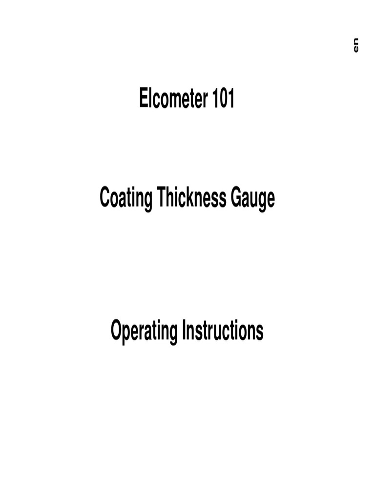 Elcometer 101: 101 - TMA - 0465 - 00 - 03 (Part Number 2185) .FM Page ...