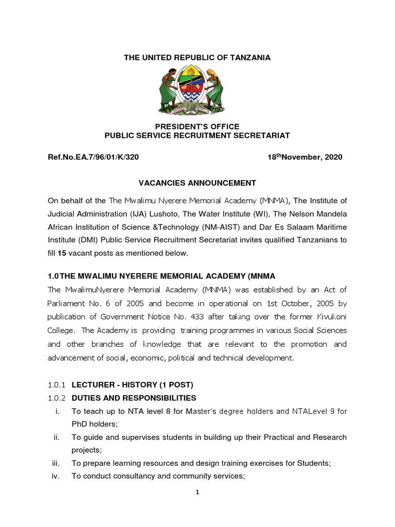 DMI Job Vacancies Announcement 2020 | PDF | Academic Degree | Bachelor ...