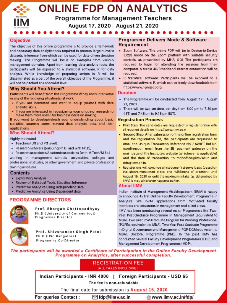 FDP Analytics Flyer | PDF | Analytics | Doctor Of Philosophy