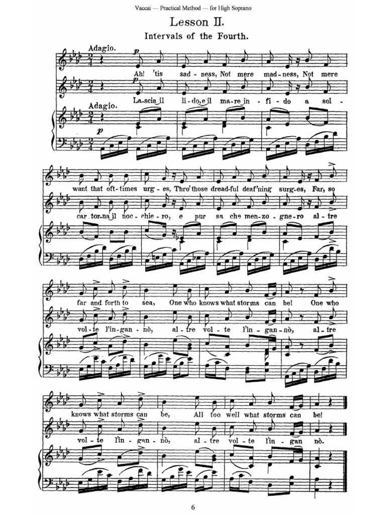 Vaccai Lesson II Intervals of The Fourth | PDF