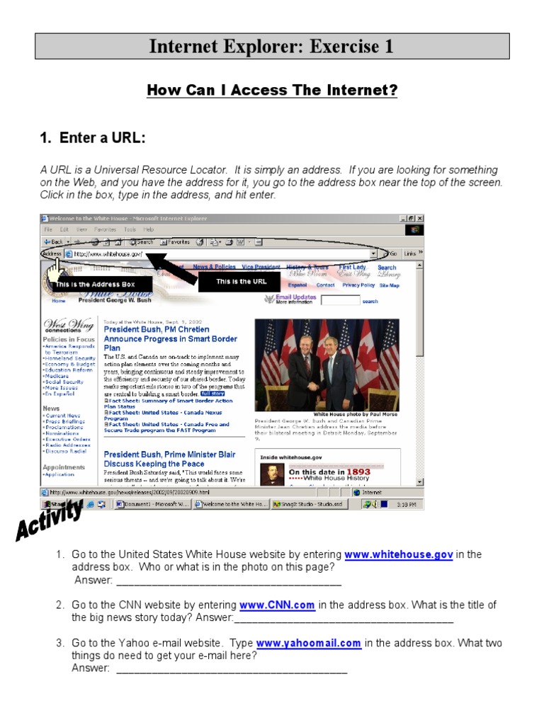 Internet Explorer: Exercise 1: How Can I Access The Internet? | PDF ...