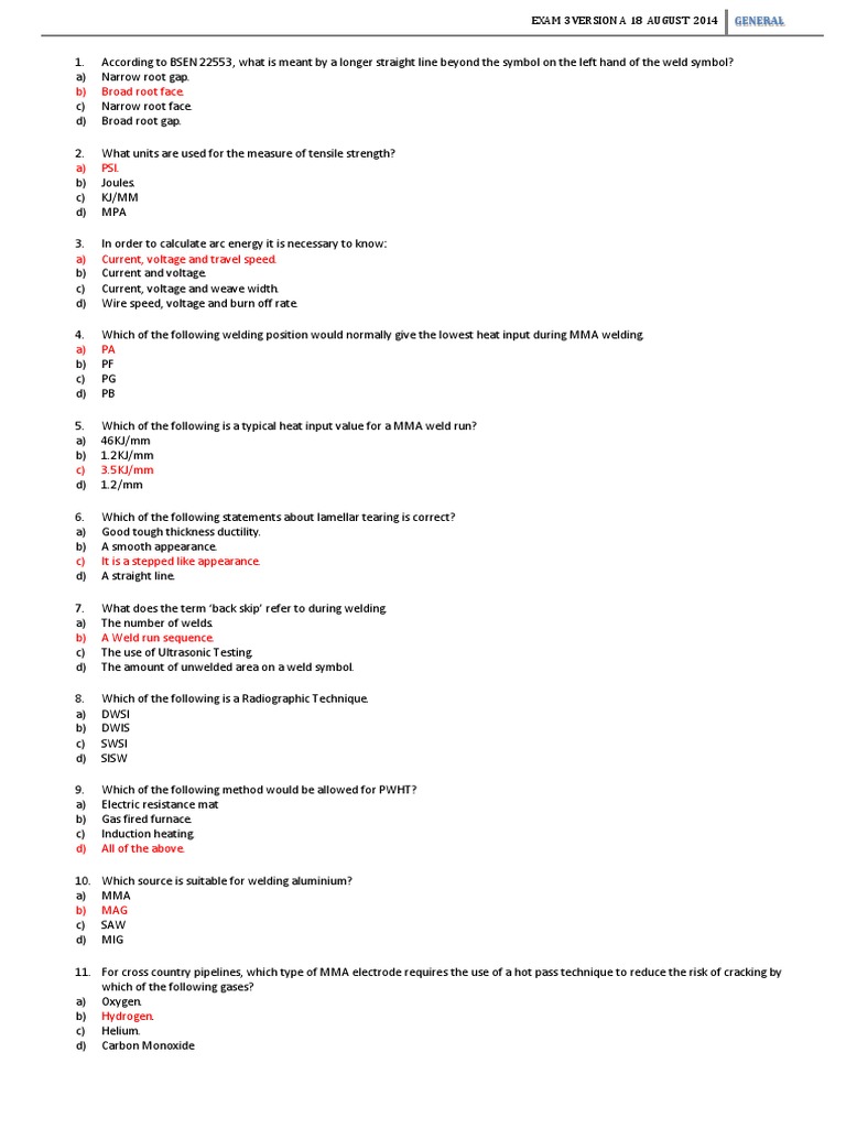 CSWIP 3.1 Exam Questions Overview | PDF | Welding | Construction