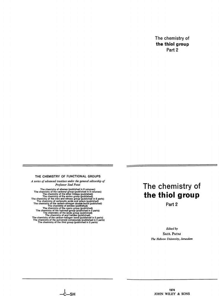 The Chemistry of The Thiol Group (Part 2) (PDFDrive) PDF | PDF | Thiol ...