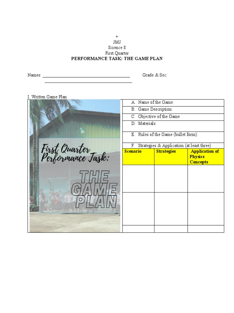Q1 PT Game Plan Worksheet | PDF | Psychological Concepts | Cognition