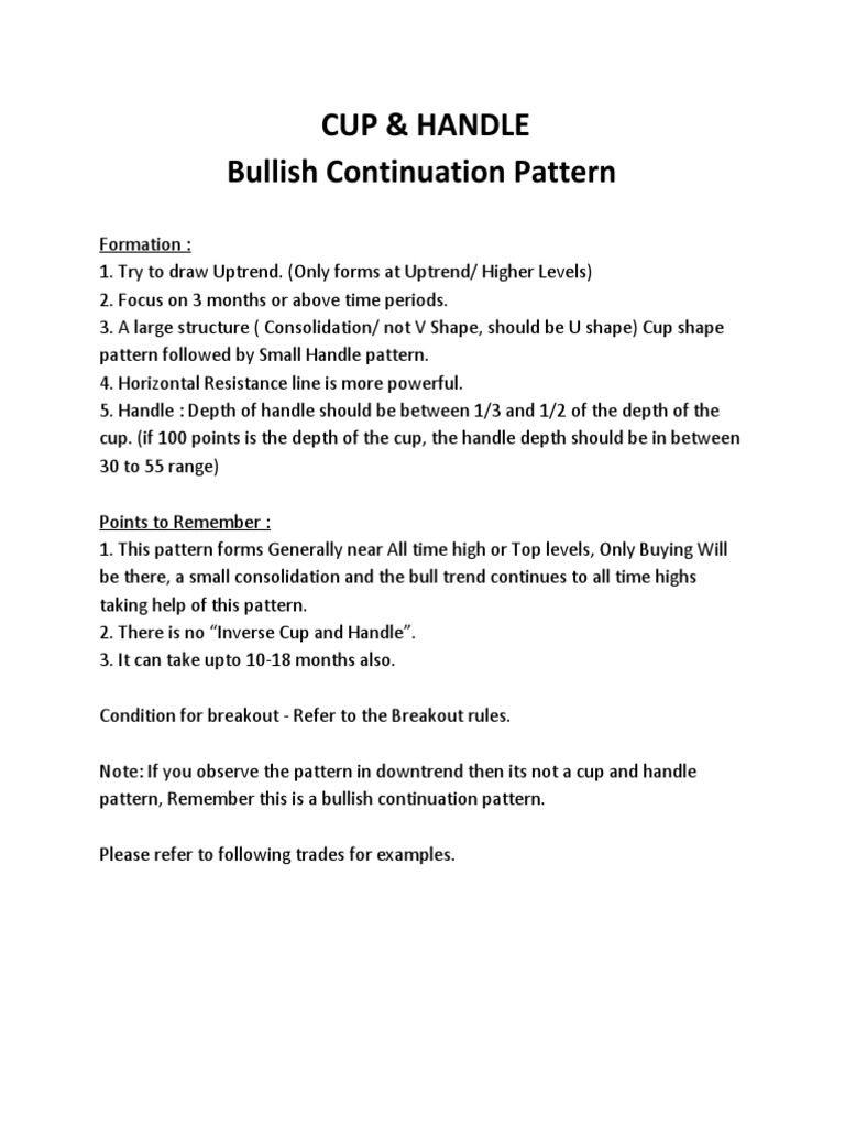 Cup & Handle Bullish Pattern Guide | PDF
